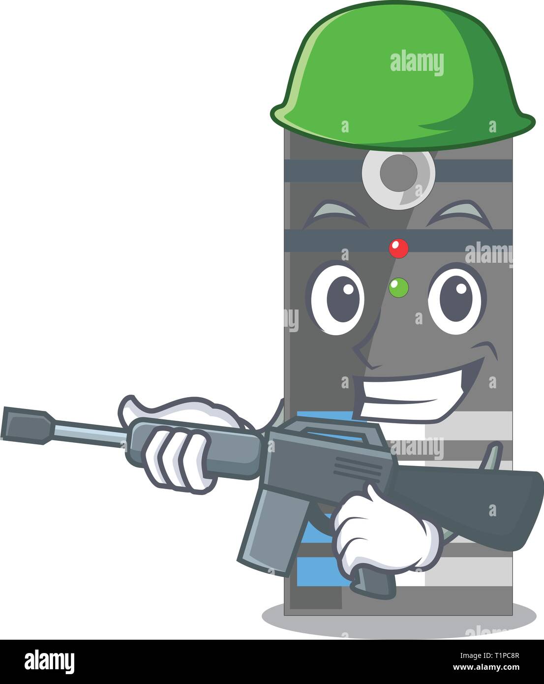 Army data server next the cartoon computer vector illustration Stock ...