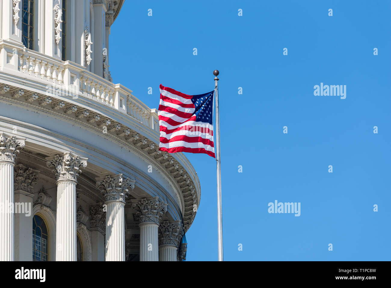 Cupola or dome of the US Capitol building in Washington DC with ...