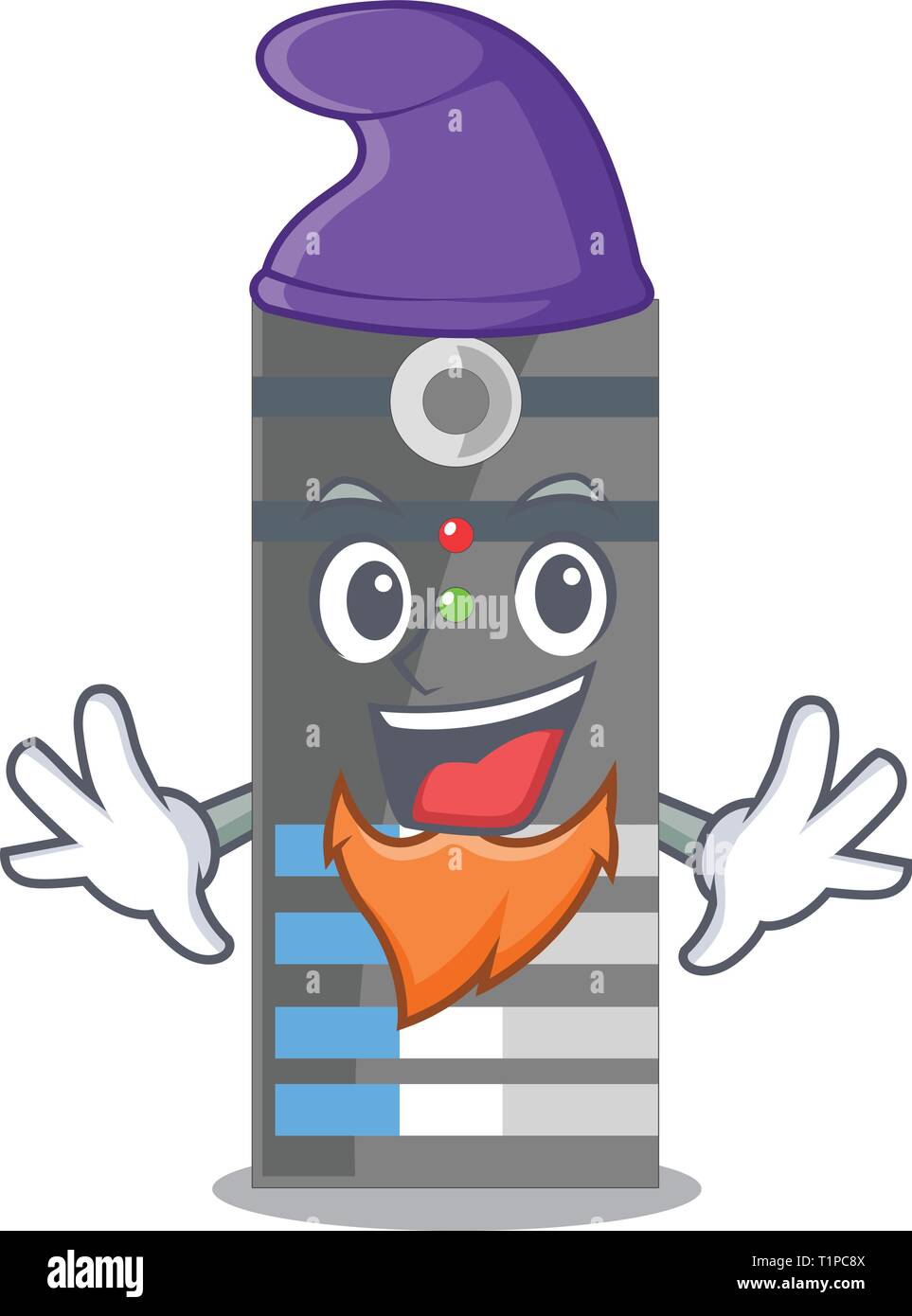 Elf data server next the cartoon computer vector illustration Stock ...