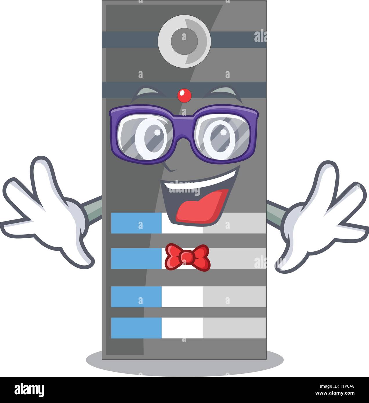 Geek data server isolated in the character vector illustration Stock ...