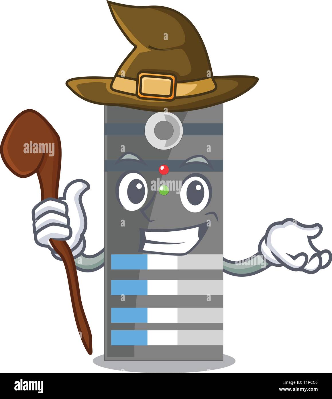 Witch server data in the cartoon shape vector ilustration Stock Vector ...