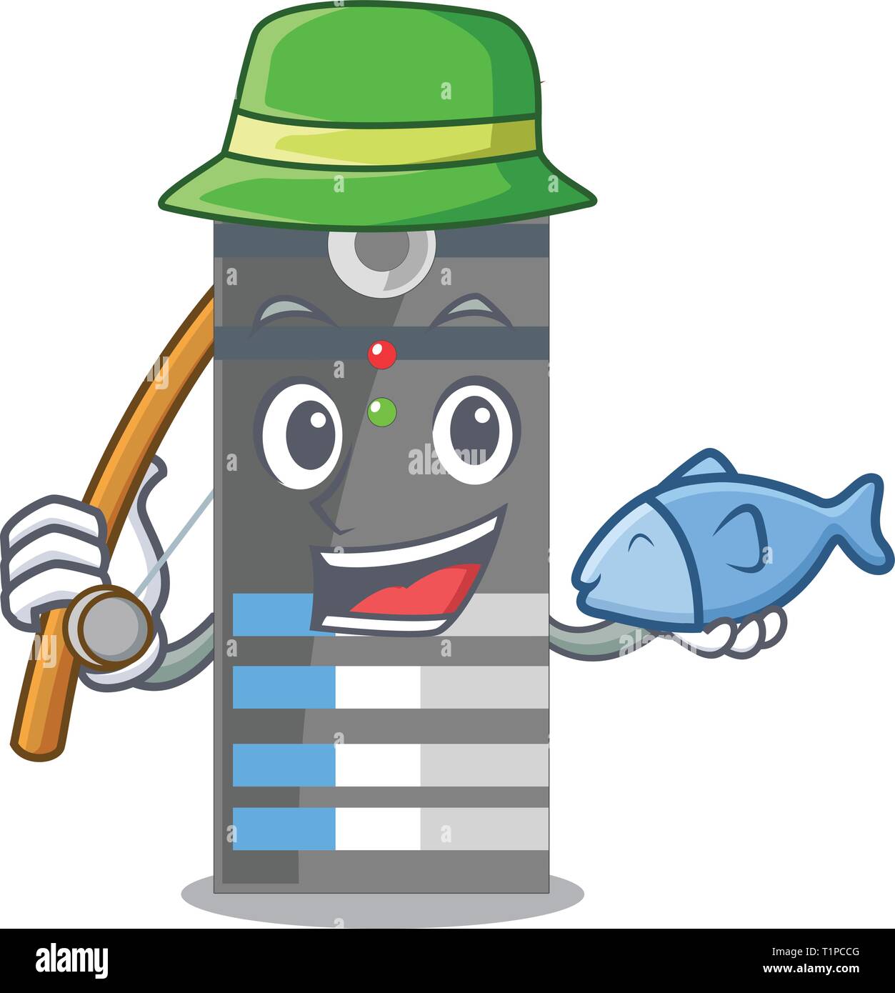 Fishing server data in the cartoon shape vector ilustration Stock ...