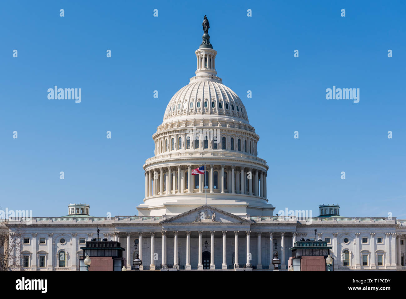 Cupola or dome of the US Capitol building in Washington DC with ...