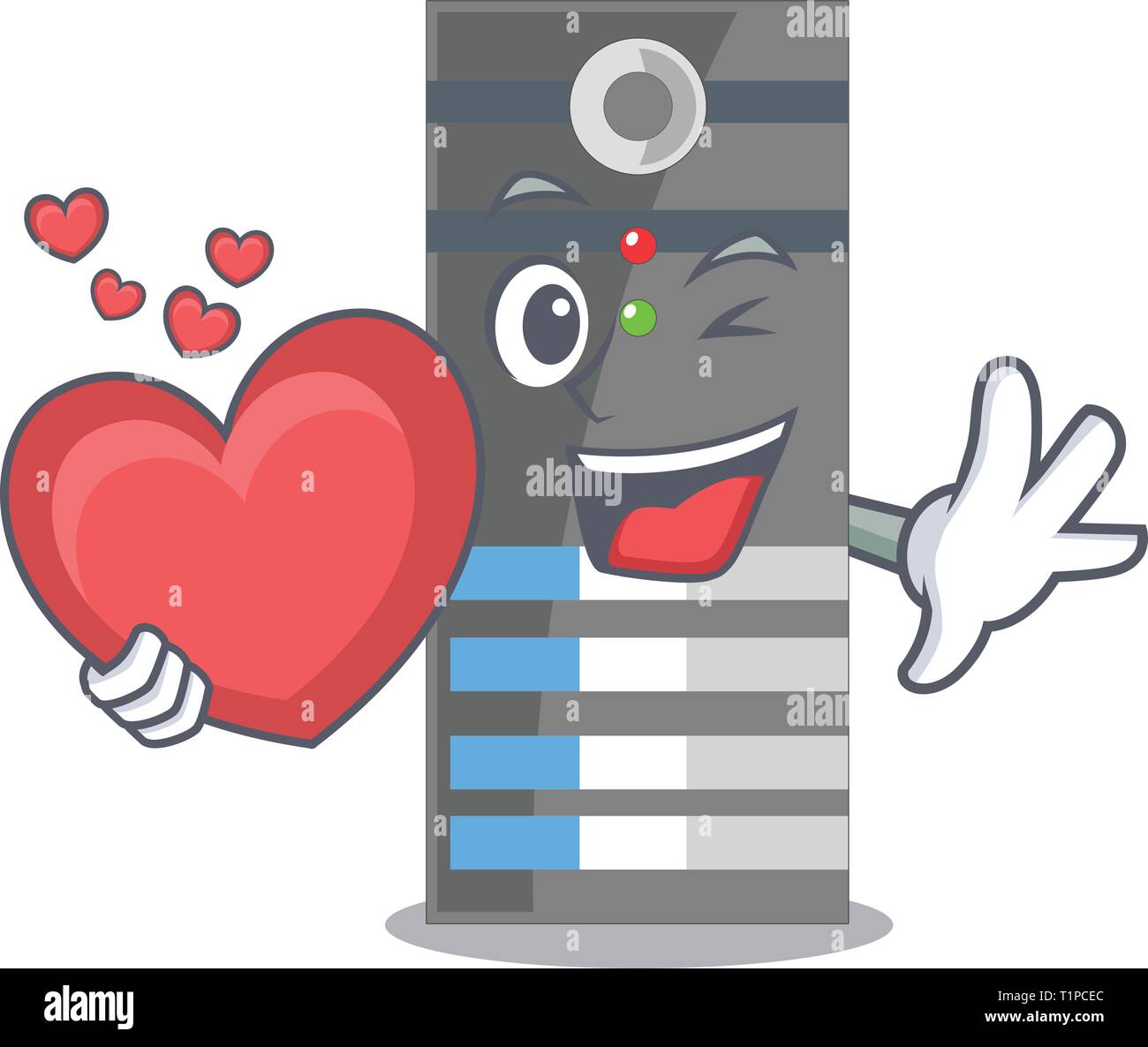 With heart server data in the cartoon shape vector ilustration Stock ...