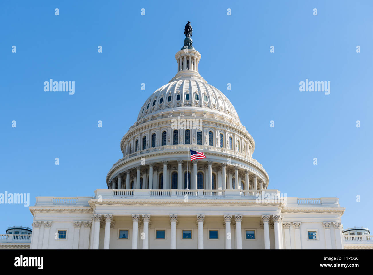 Cupola or dome of the US Capitol building in Washington DC with ...