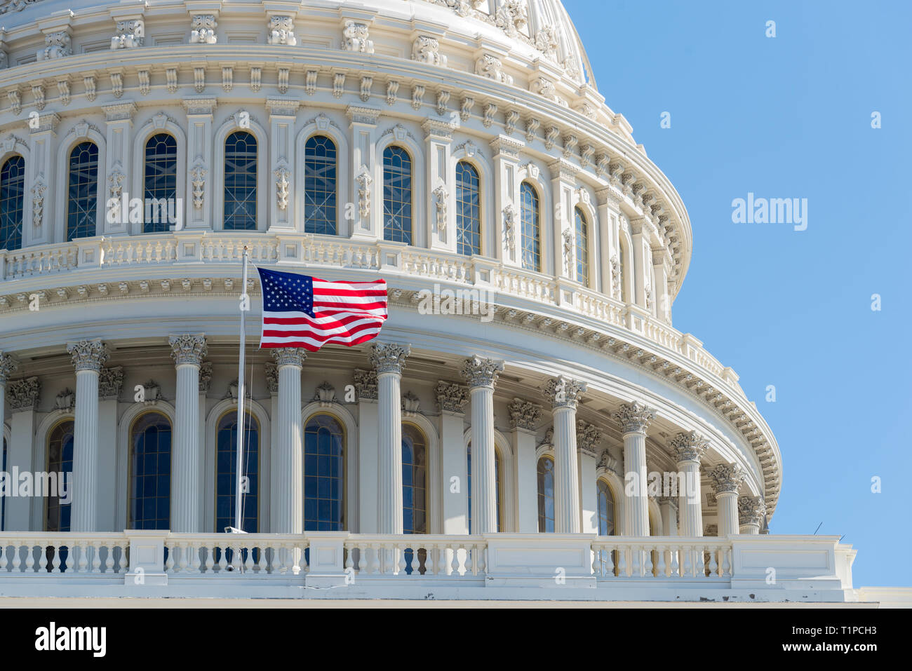 Cupola or dome of the US Capitol building in Washington DC with ...