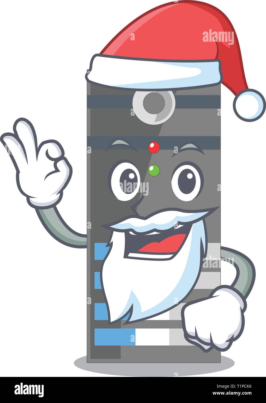 Santa data server above the cartoon tables vector illustration Stock ...