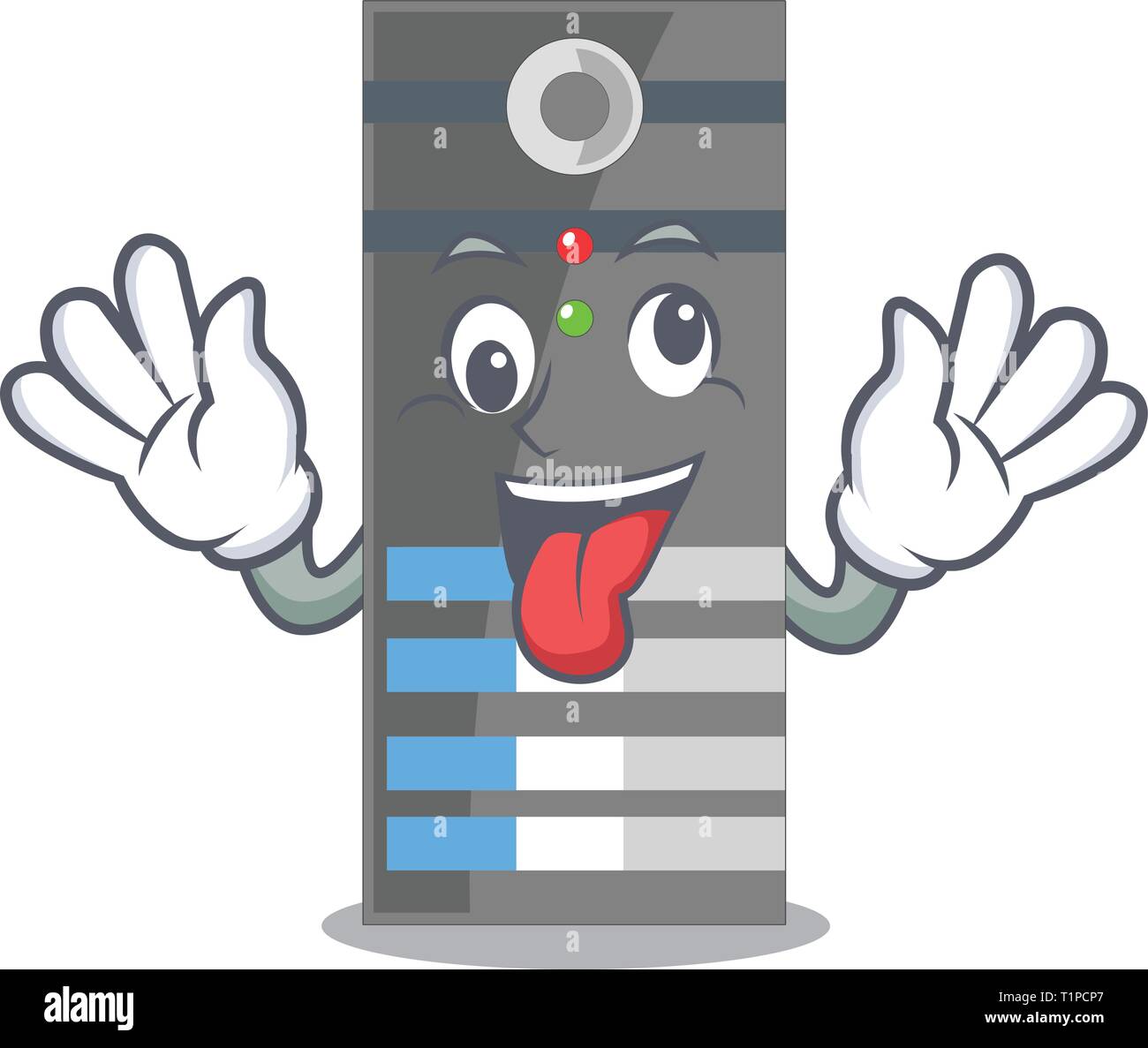 Crazy data server above the cartoon tables vector illustration Stock ...