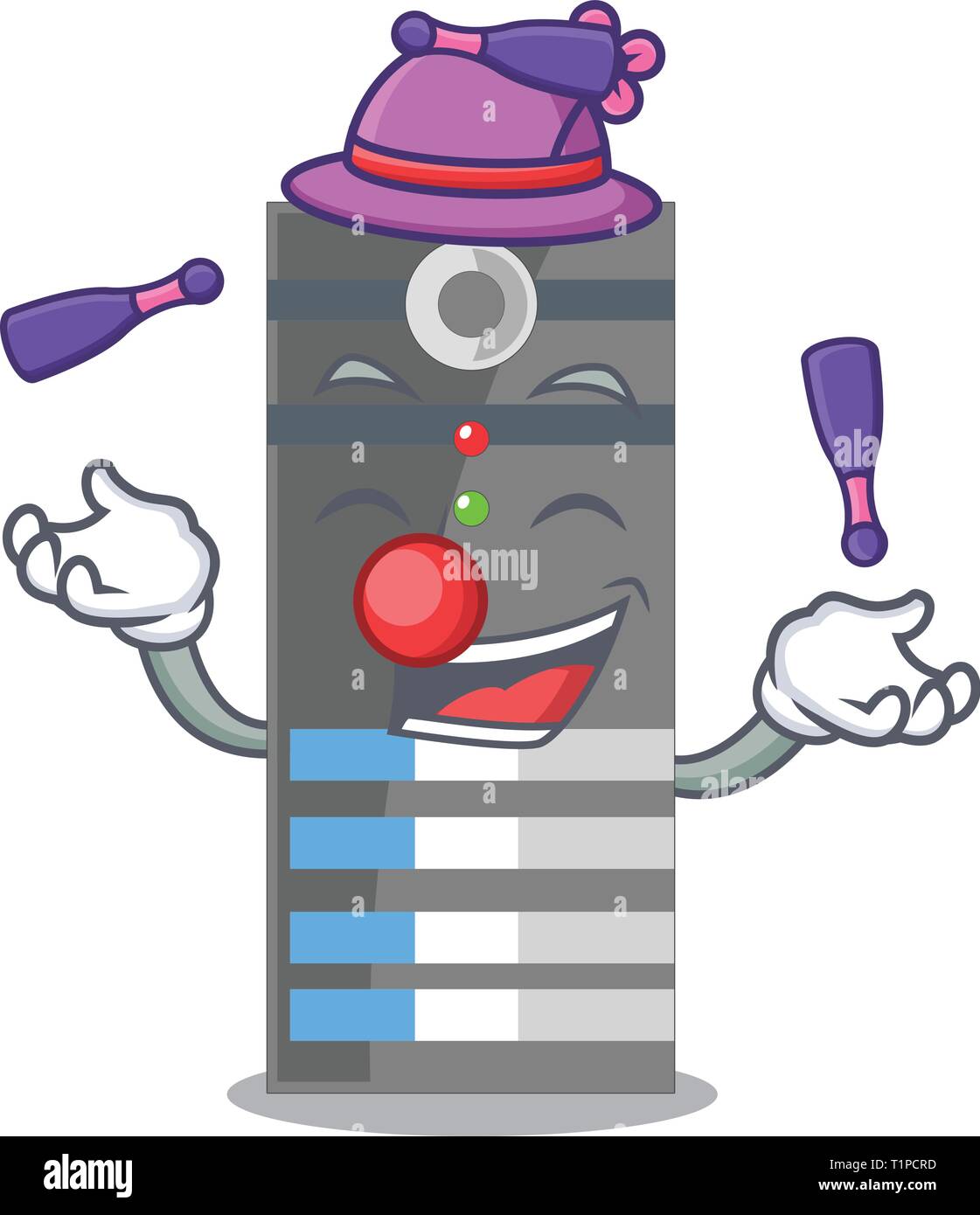 Juggling data server above the cartoon tables vector illustration Stock ...