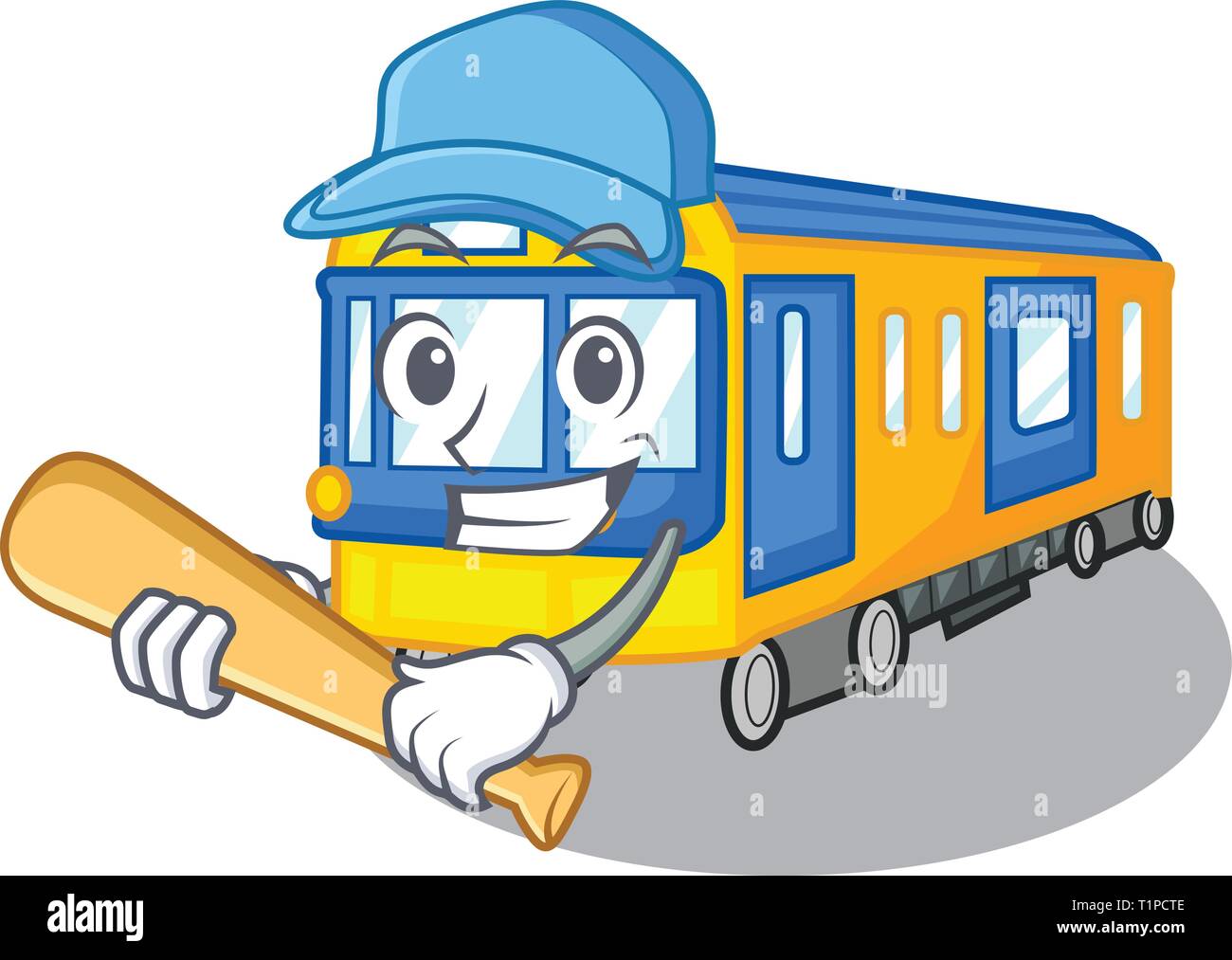 Playing baseball subway train in the shape characters vector ...