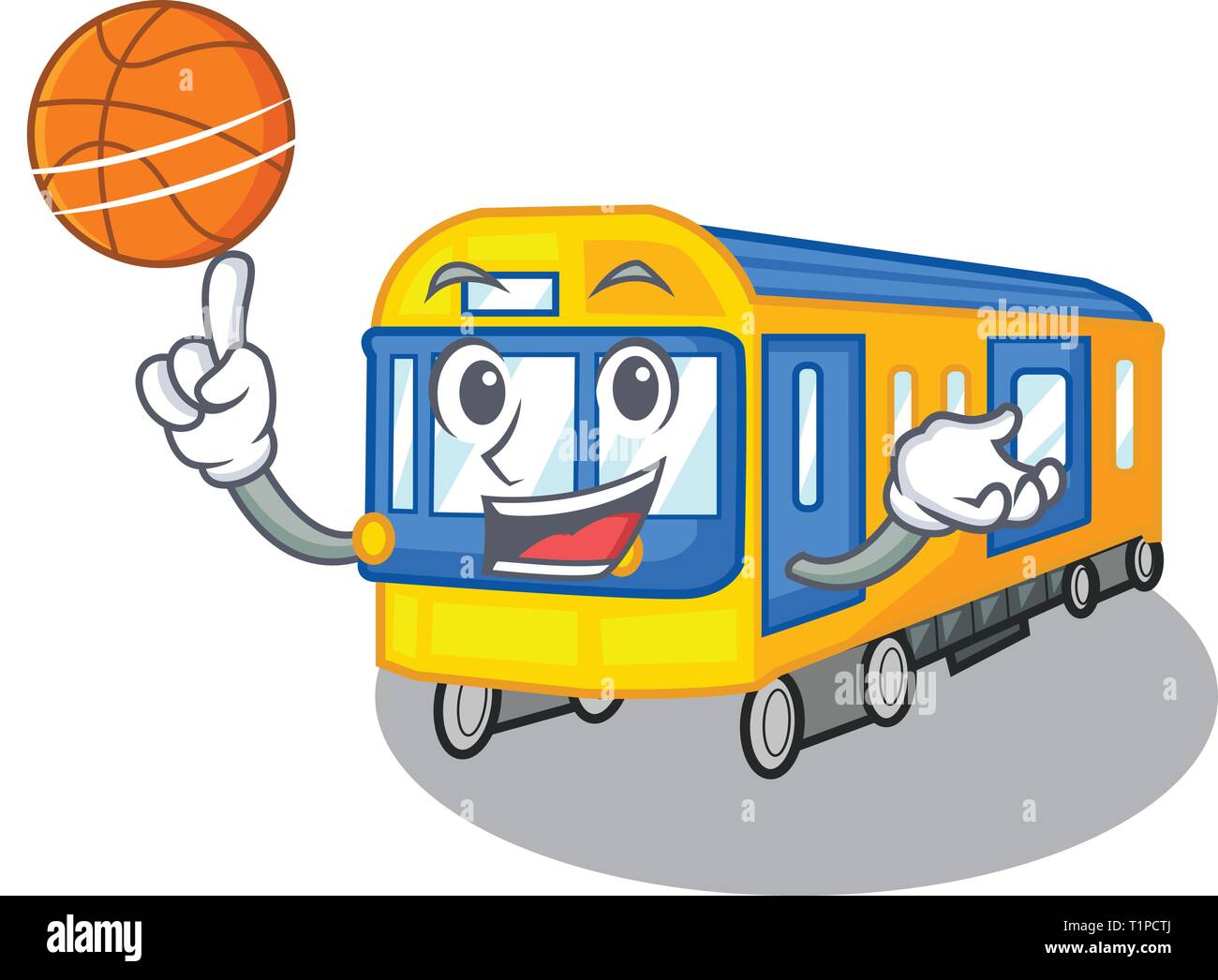 With basketball subway train in the shape characters vector ...