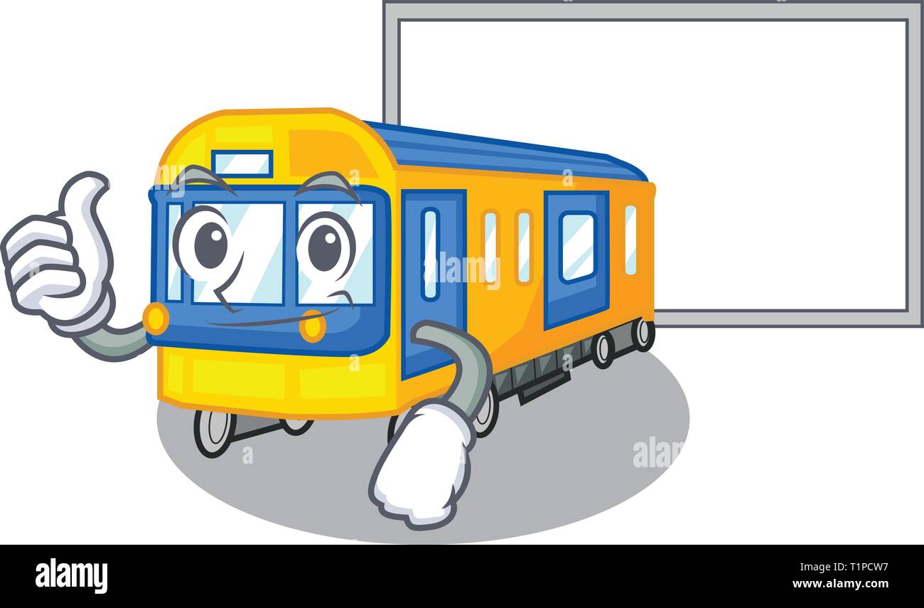Thumbs up with board subway train in the shape characters vector ...