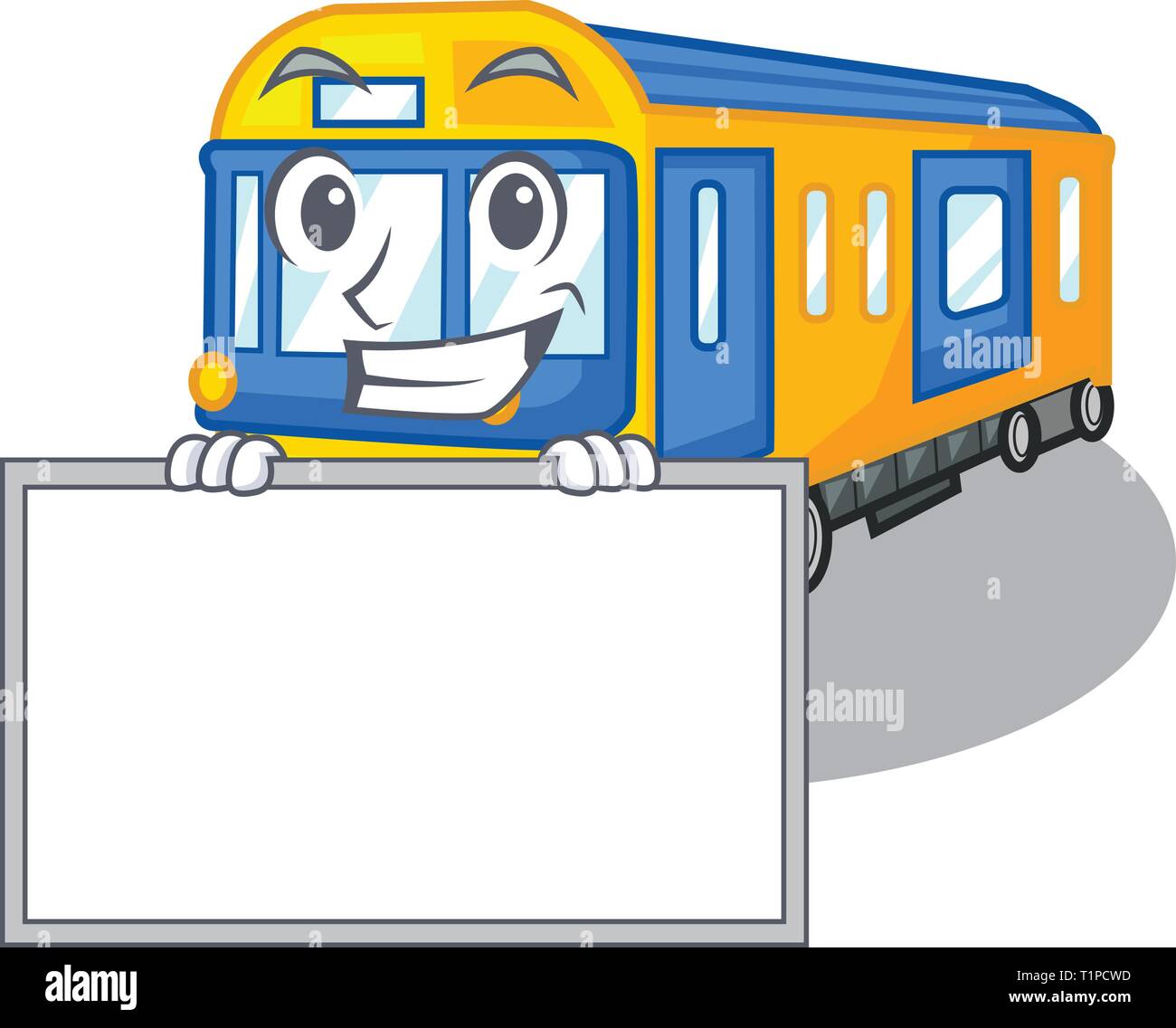 Grinning with board subway train in the shape characters vector ...