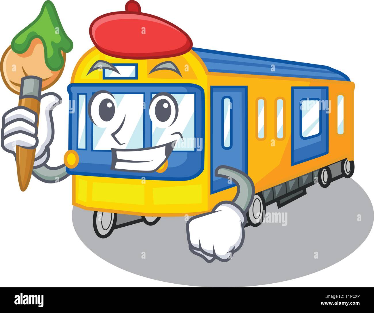 Artist subway train in the shape characters vector illustration Stock ...