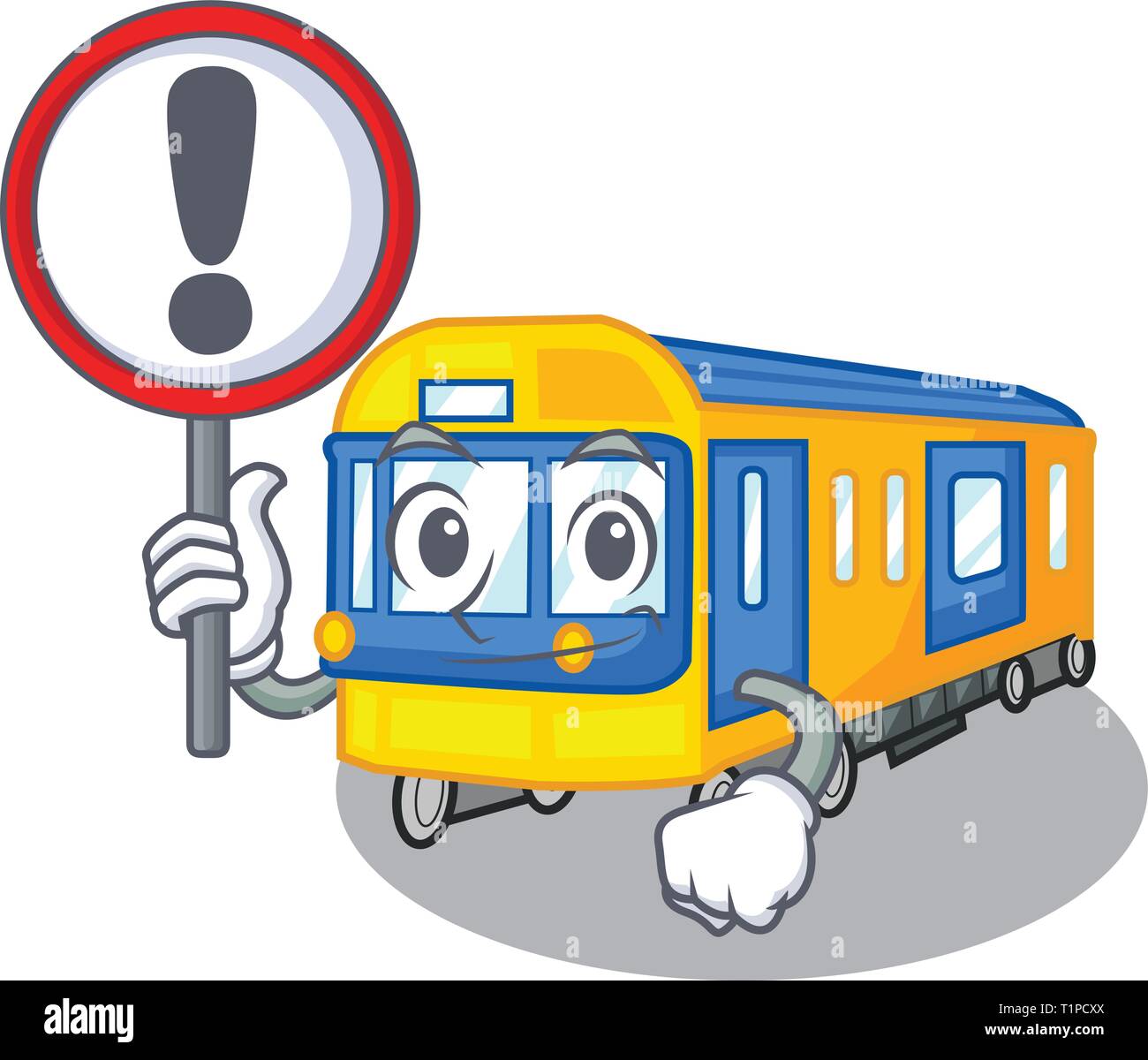 With sign subway train in the shape characters vector illustration ...