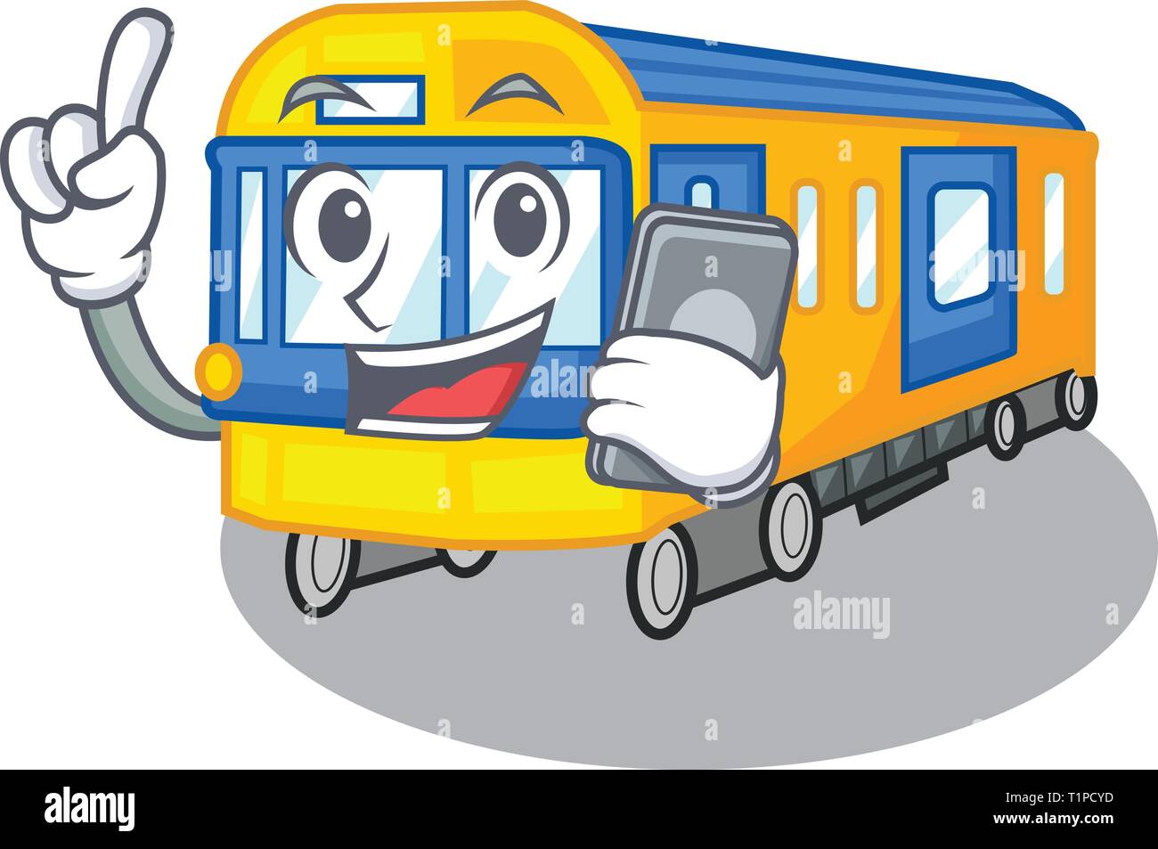 With phone subway train in the shape characters vector illustration ...