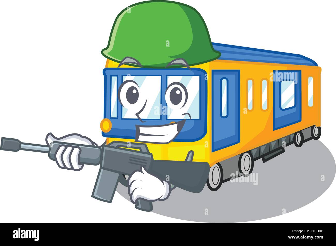 Army subway train in the shape characters vector illustration Stock ...