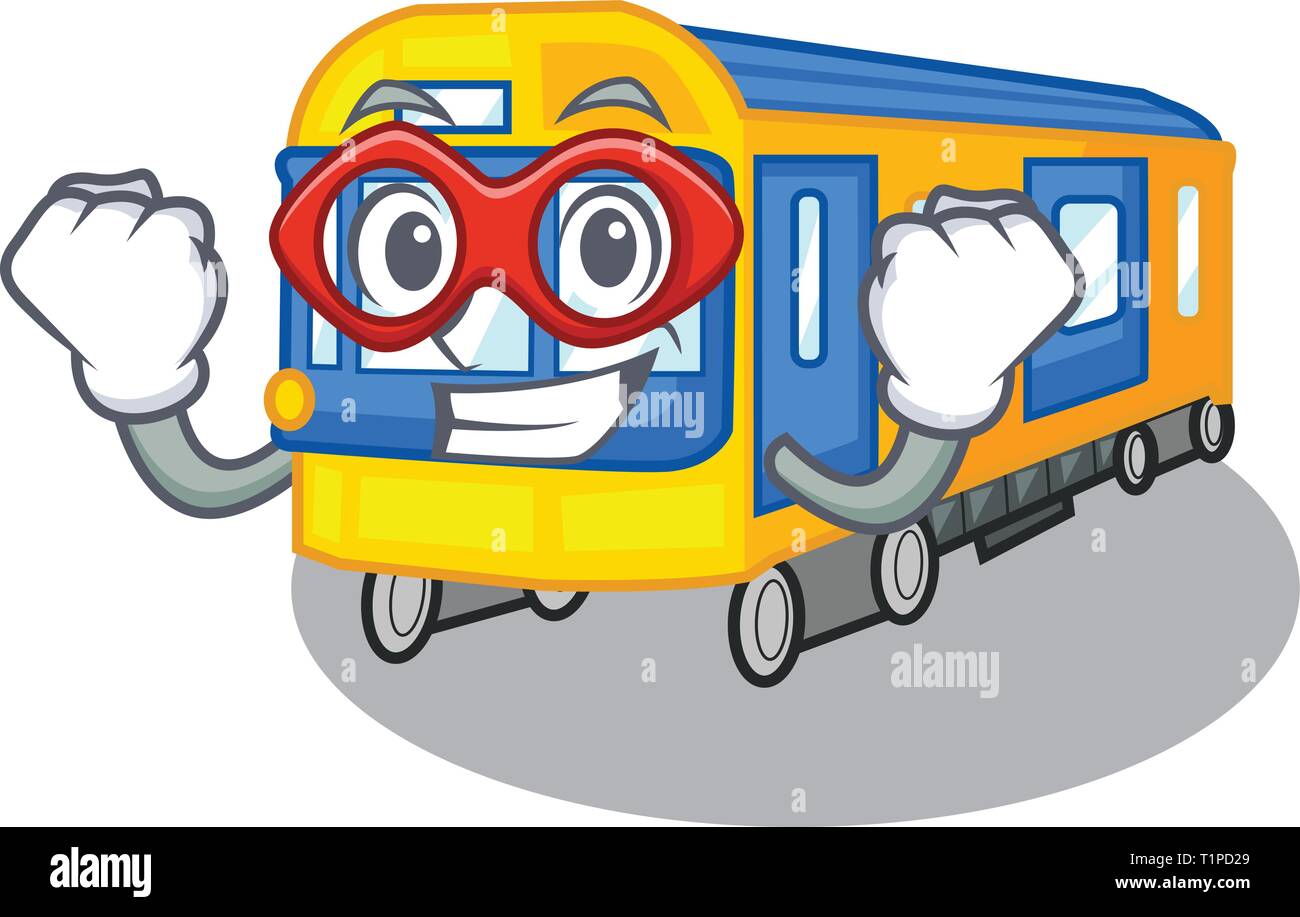 Super hero subway train toys in shape mascot vector illustration Stock ...