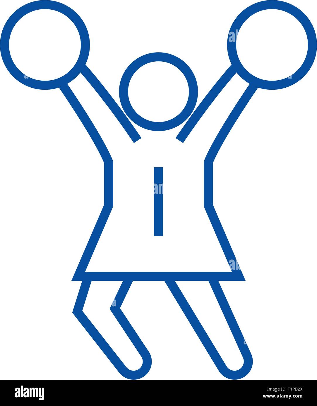 Cheerleader line icon concept. Cheerleader flat vector symbol, sign ...