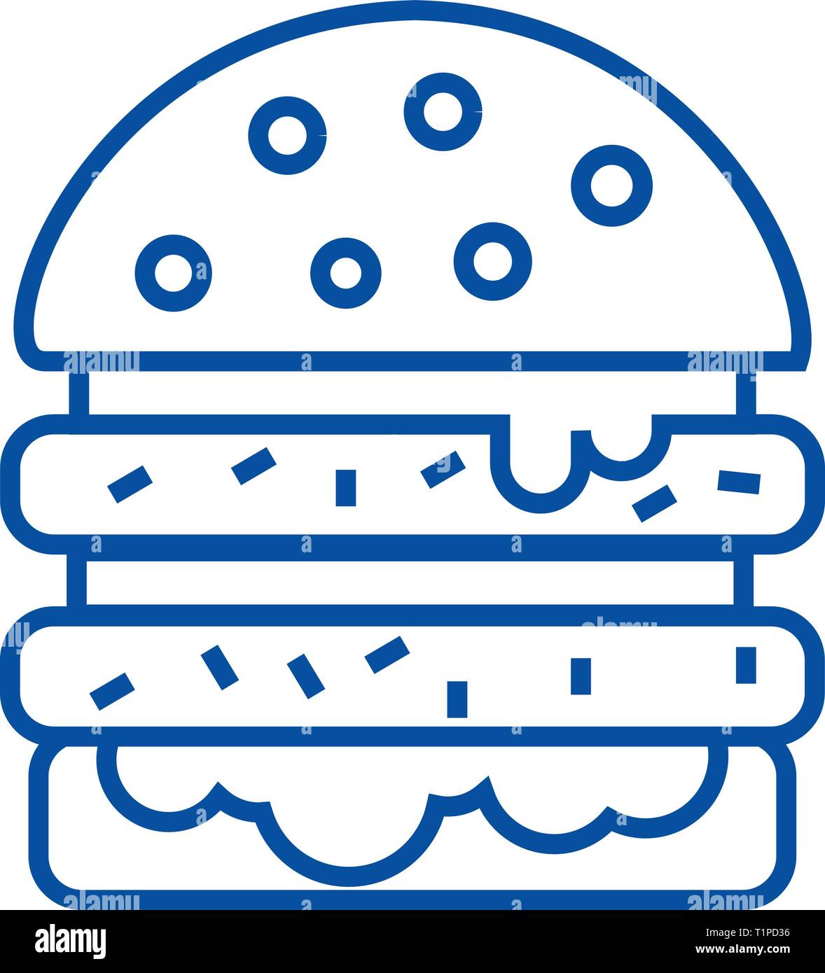 Cheeseburger line icon concept. Cheeseburger flat vector symbol, sign ...