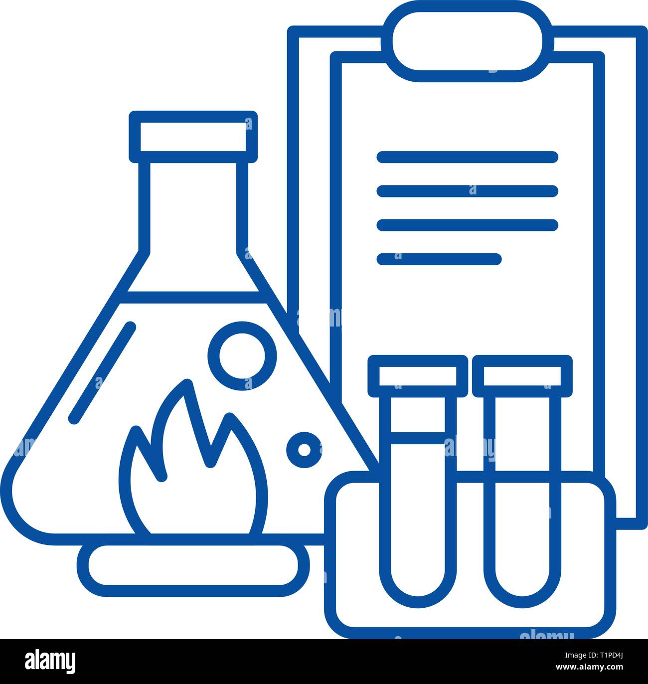Chemical experiments line icon concept. Chemical experiments flat vector symbol, sign, outline ...
