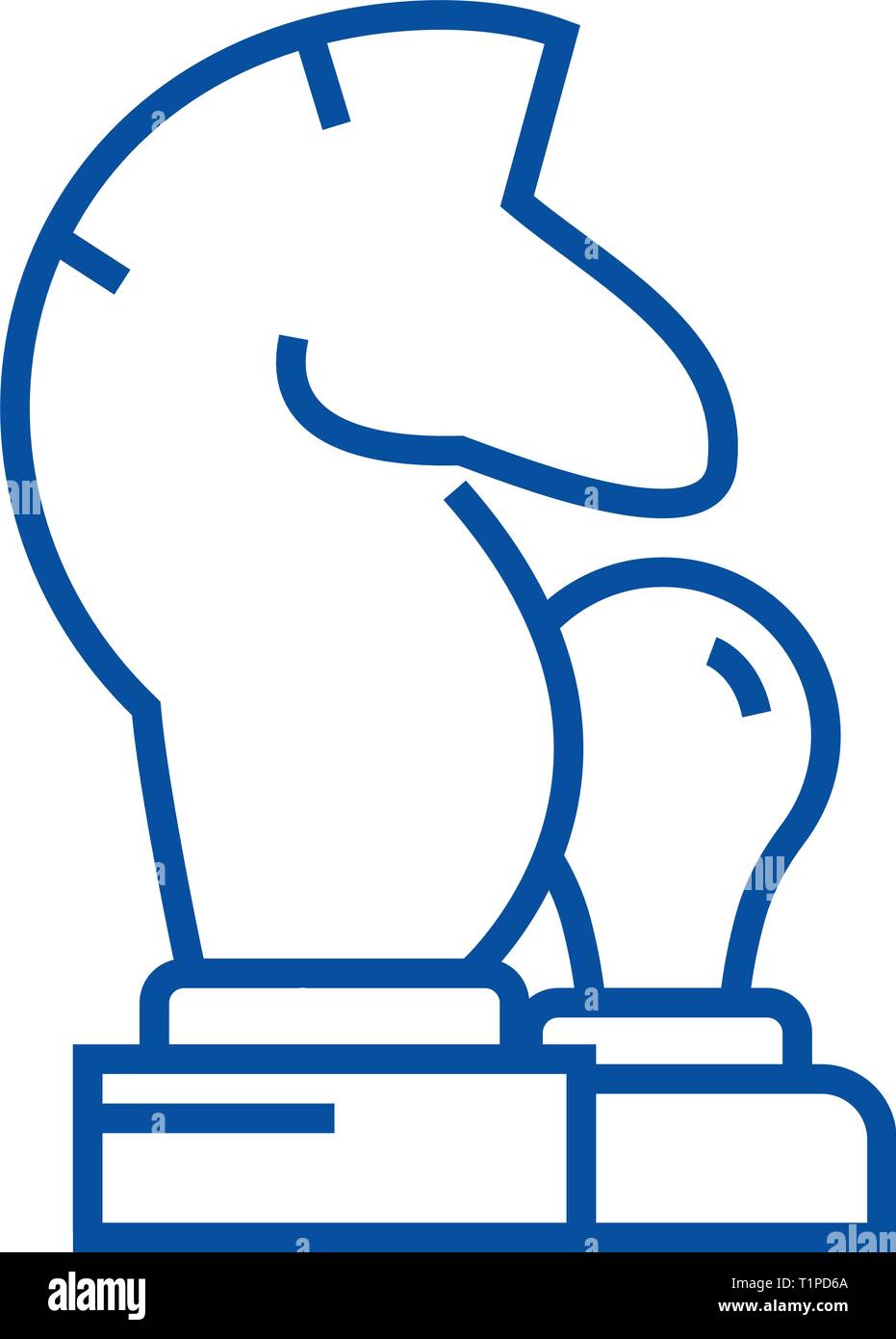 Chess horse, pawn line icon concept. Chess horse, pawn flat vector symbol, sign, outline ...