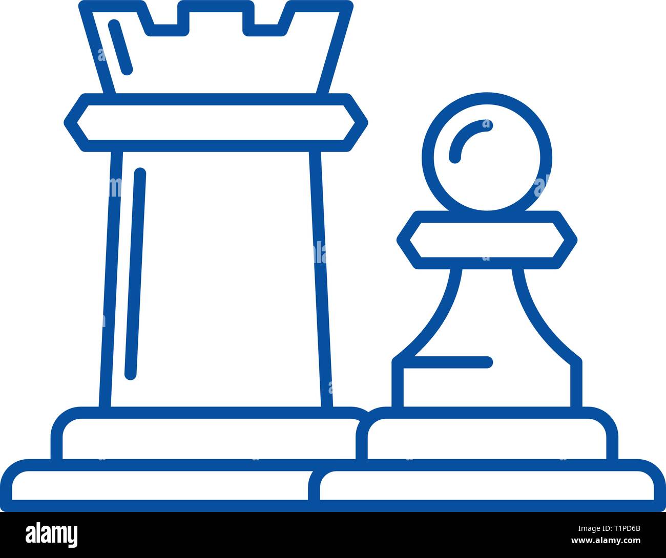 Chess pieces rook and pawn line icon concept. Chess pieces rook and ...