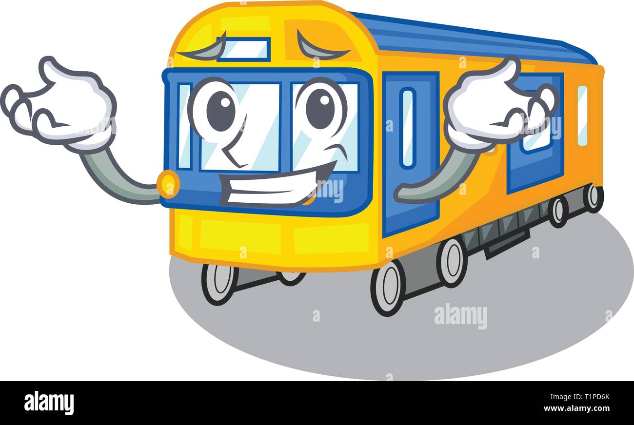 Grinning subway train toys in shape mascot vector illustration Stock ...