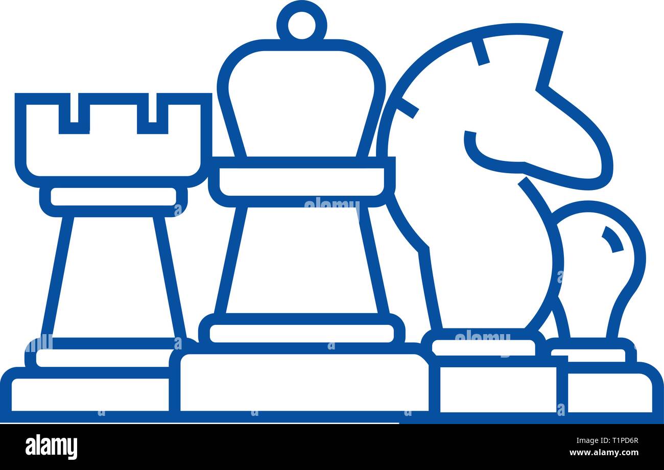 Chess, horse, rook, pawn, queen line icon concept. Chess, horse, rook ... Chess, horse, rook, pawn, queen line icon concept. Chess, horse, rook ...