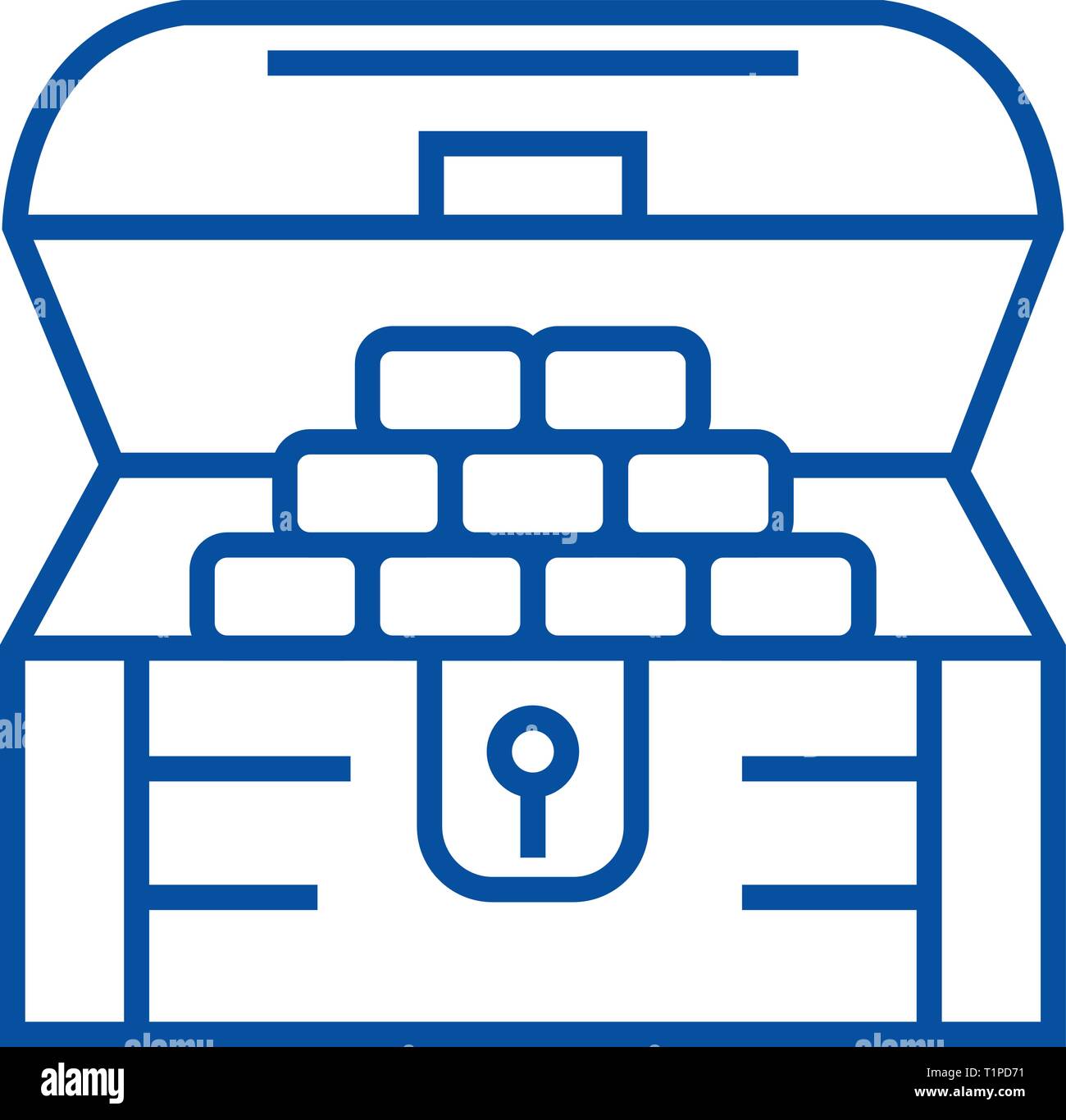 Chest of money,treasure line icon concept. Chest of money,treasure flat ...