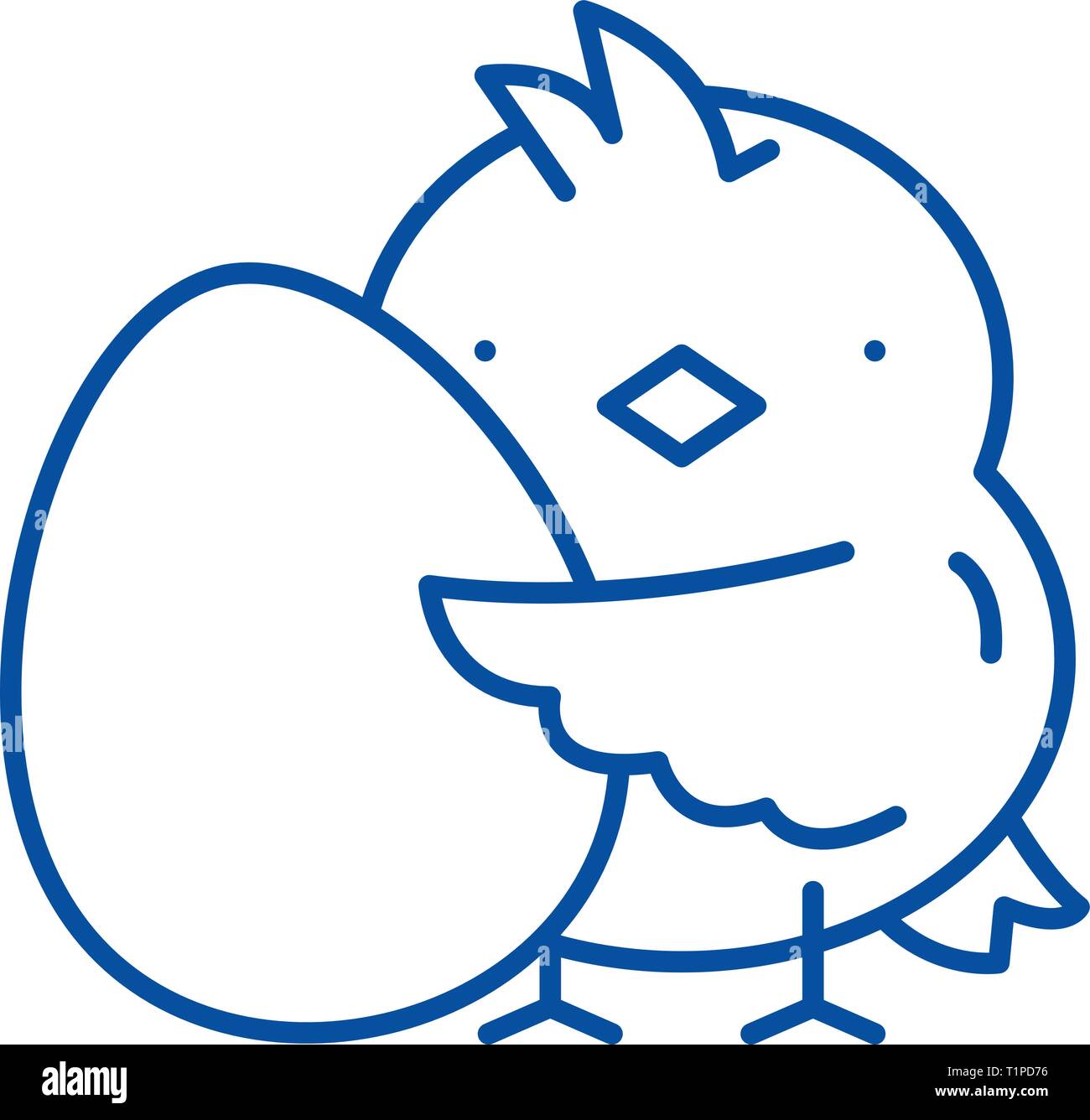 Chick with an egg line icon concept. Chick with an egg flat vector ...
