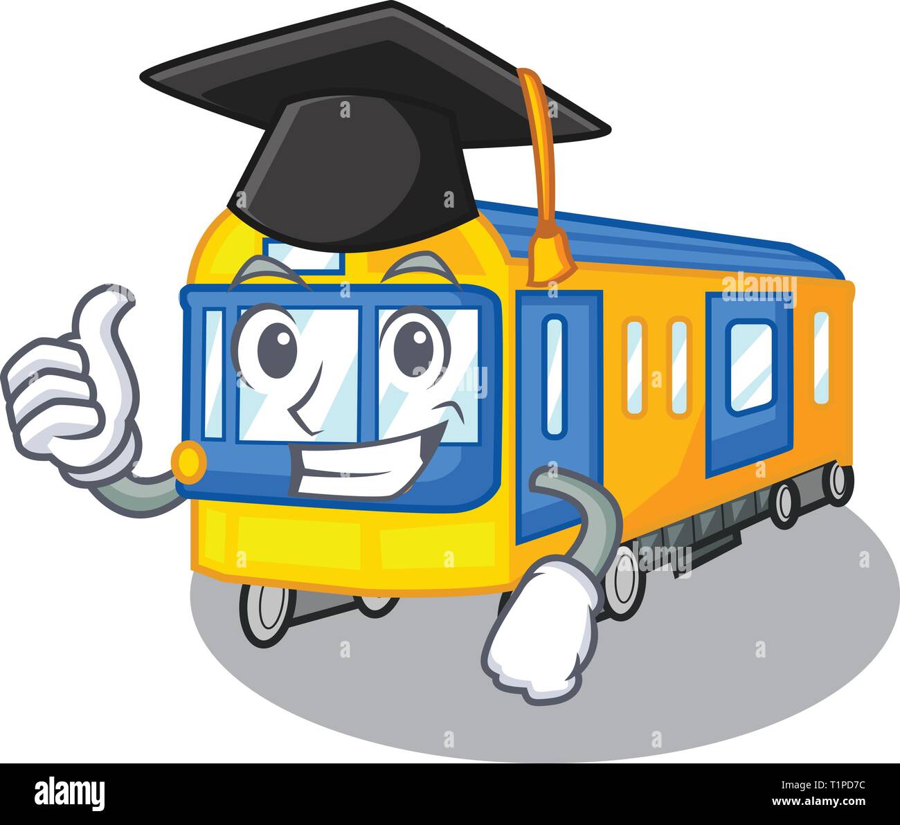Graduation subway train toys in shape mascot vector illustration Stock ...