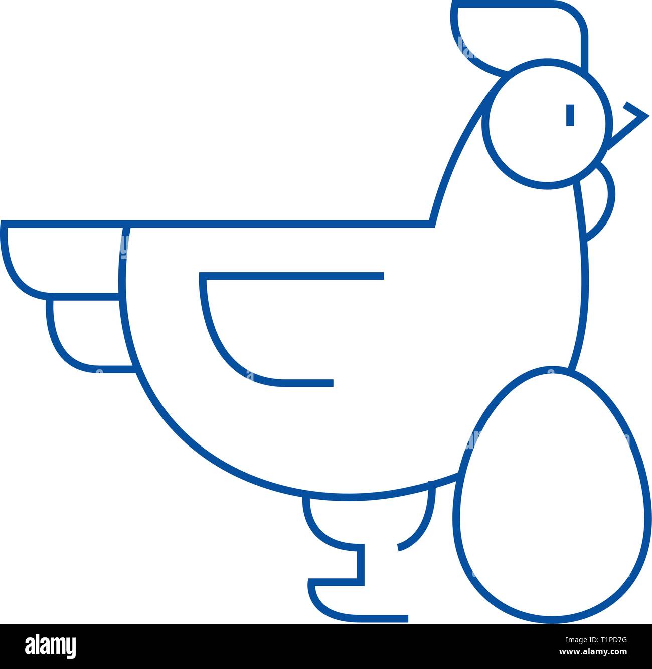 Chicken with egg line icon concept. Chicken with egg flat vector symbol ...