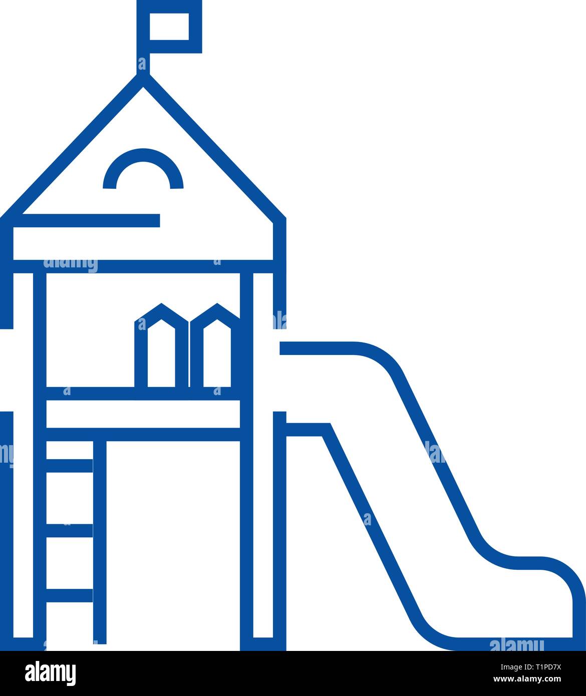 Children playground,small house line icon concept. Children playground ...