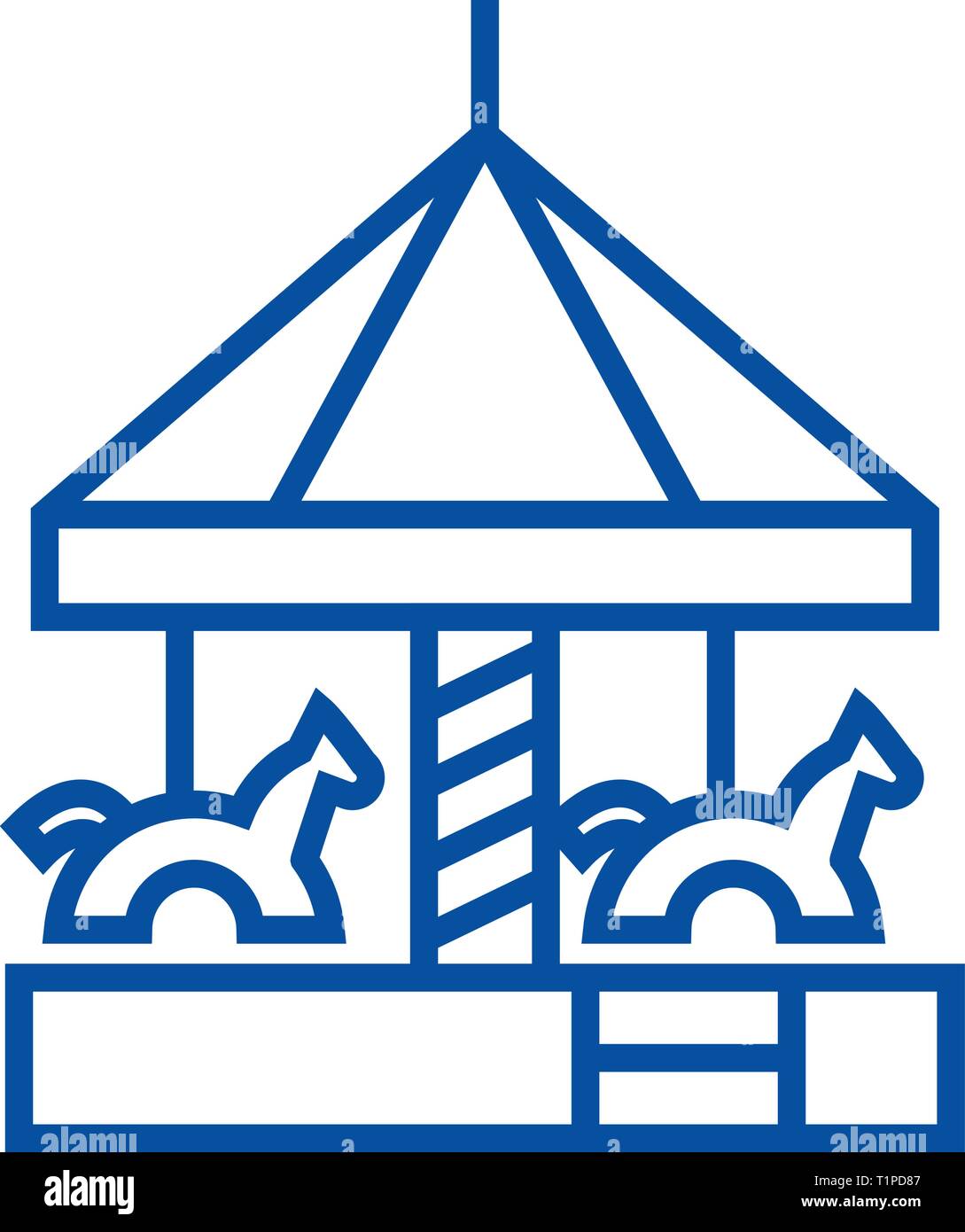 Children's merry go round line icon concept. Children's merry go round ...