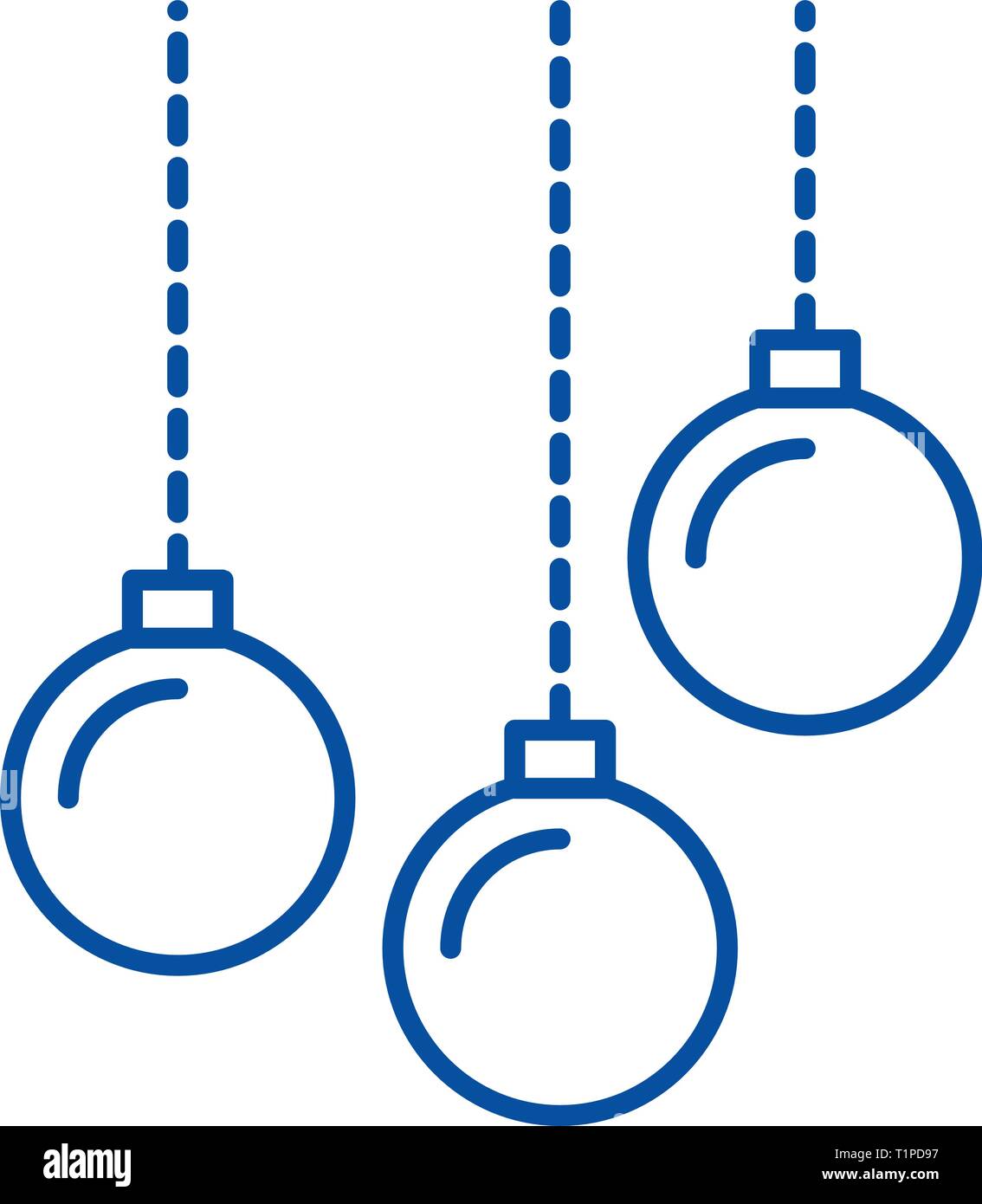 Christmas balls line icon concept. Christmas balls flat vector symbol ...