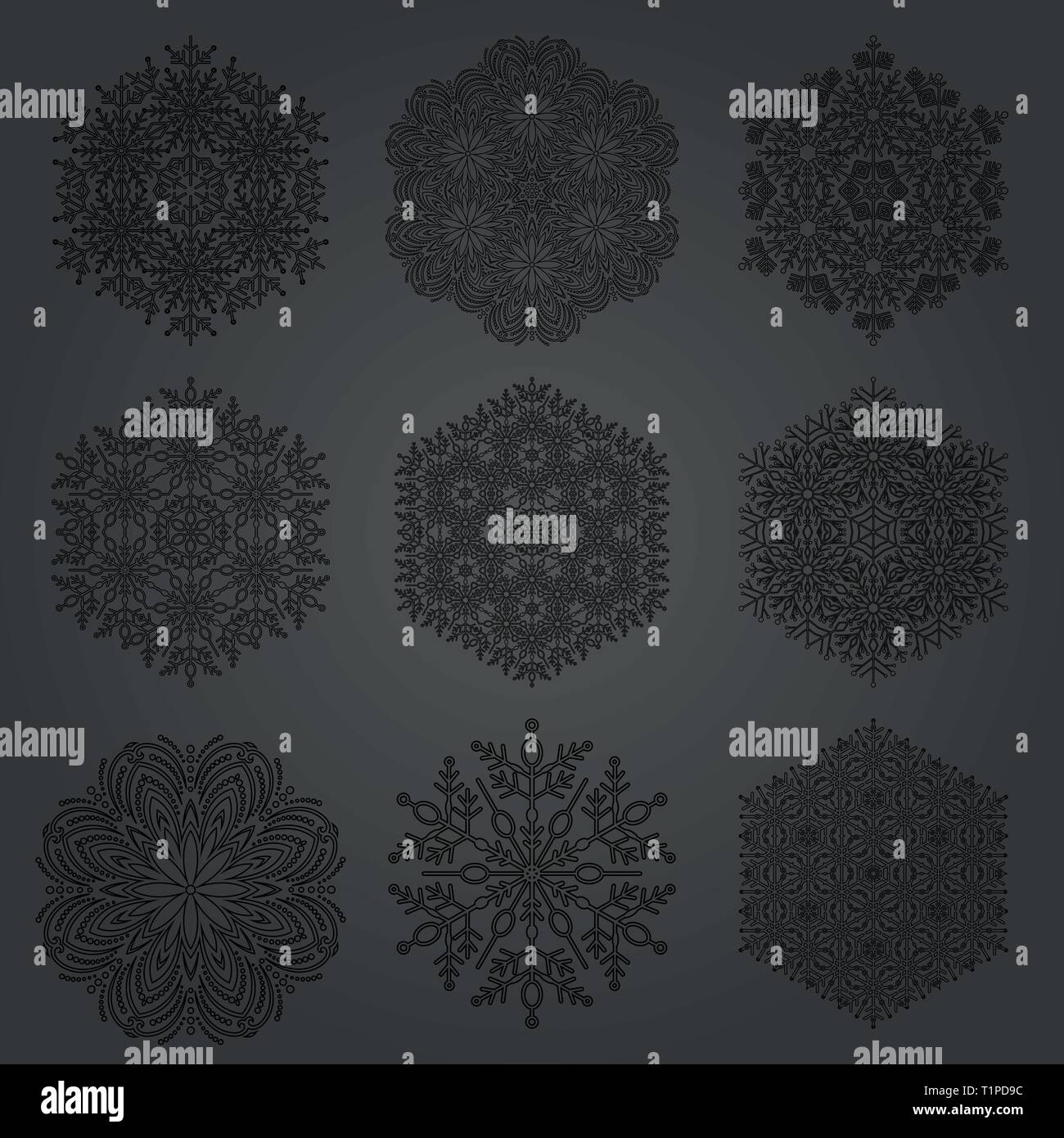 Snowflakes snow flake dark Stock Vector Images - Alamy