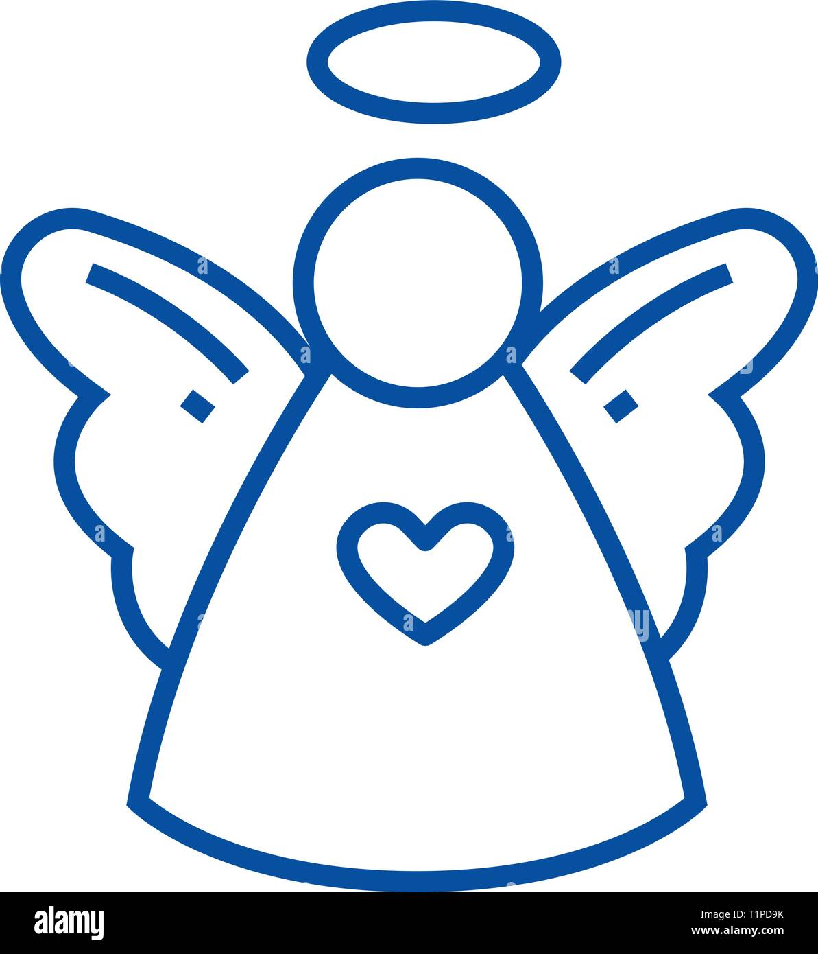 Christmas cute angel line icon concept. Christmas cute angel flat ...