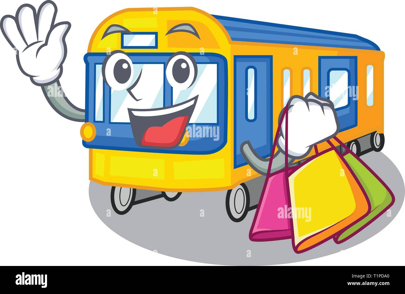 Shopping subway train toys in shape mascot vector illustration Stock ...