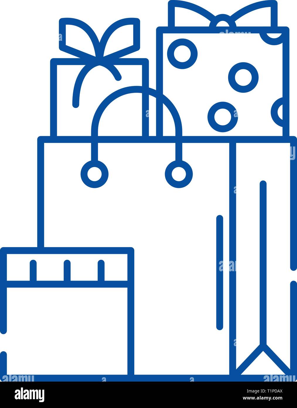 Christmas presents line icon concept. Christmas presents flat vector ...