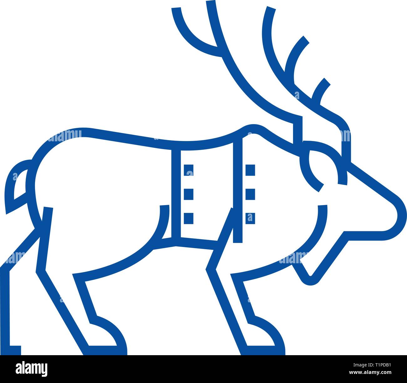 Christmas reindeer line icon concept. Christmas reindeer flat vector ...