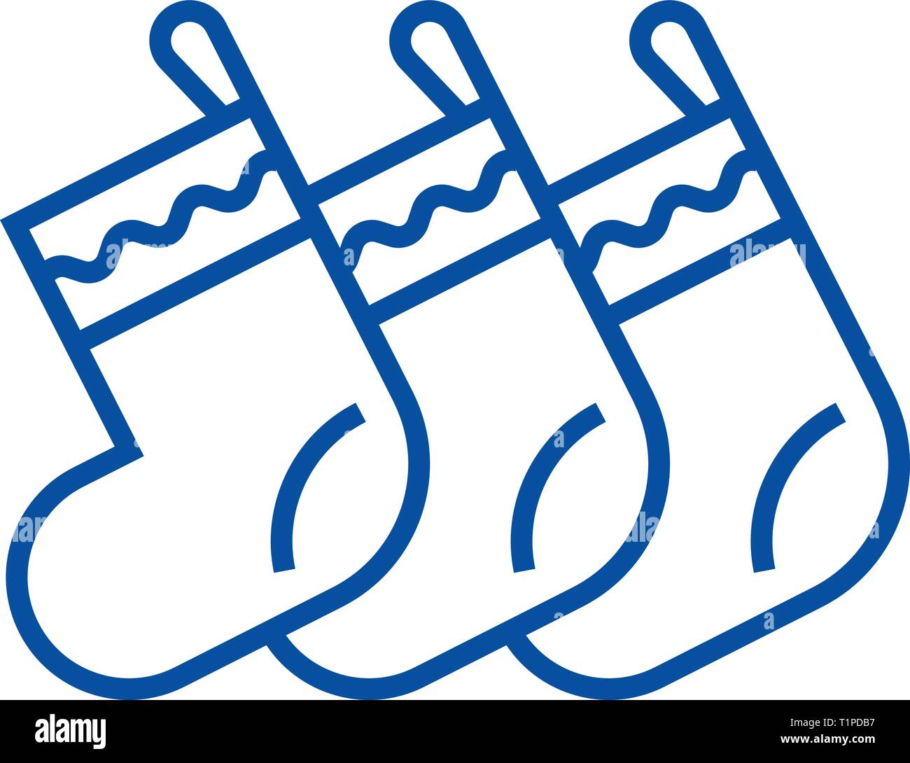 Christmas socks line icon concept. Christmas socks flat vector symbol ...