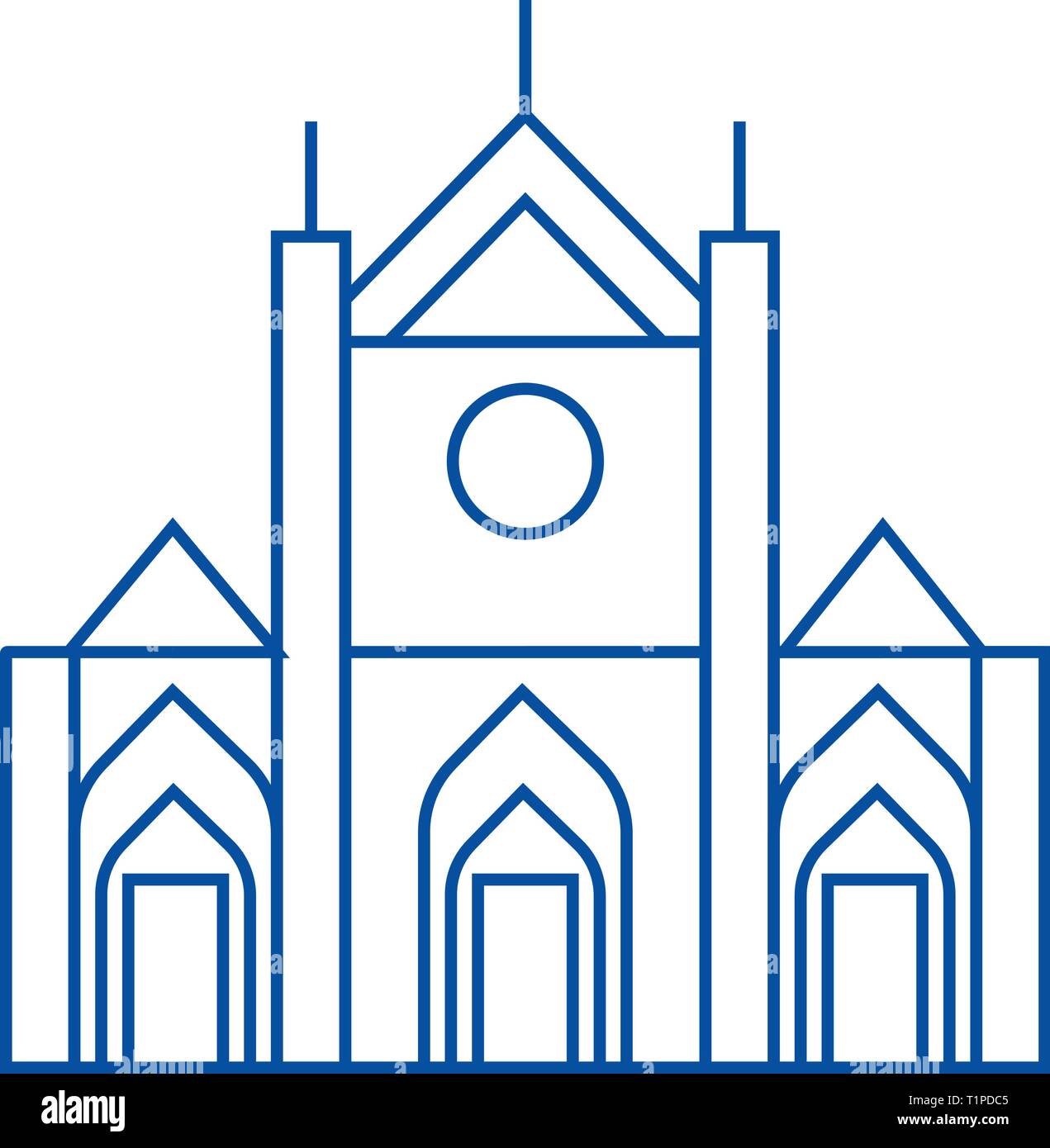 Church sign line icon concept. Church sign flat vector symbol, sign ...