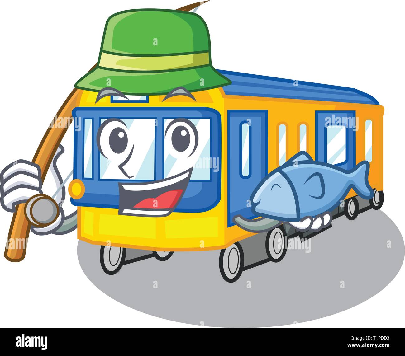 Fishing subway train isolated in the cartoon vector illustration Stock ...