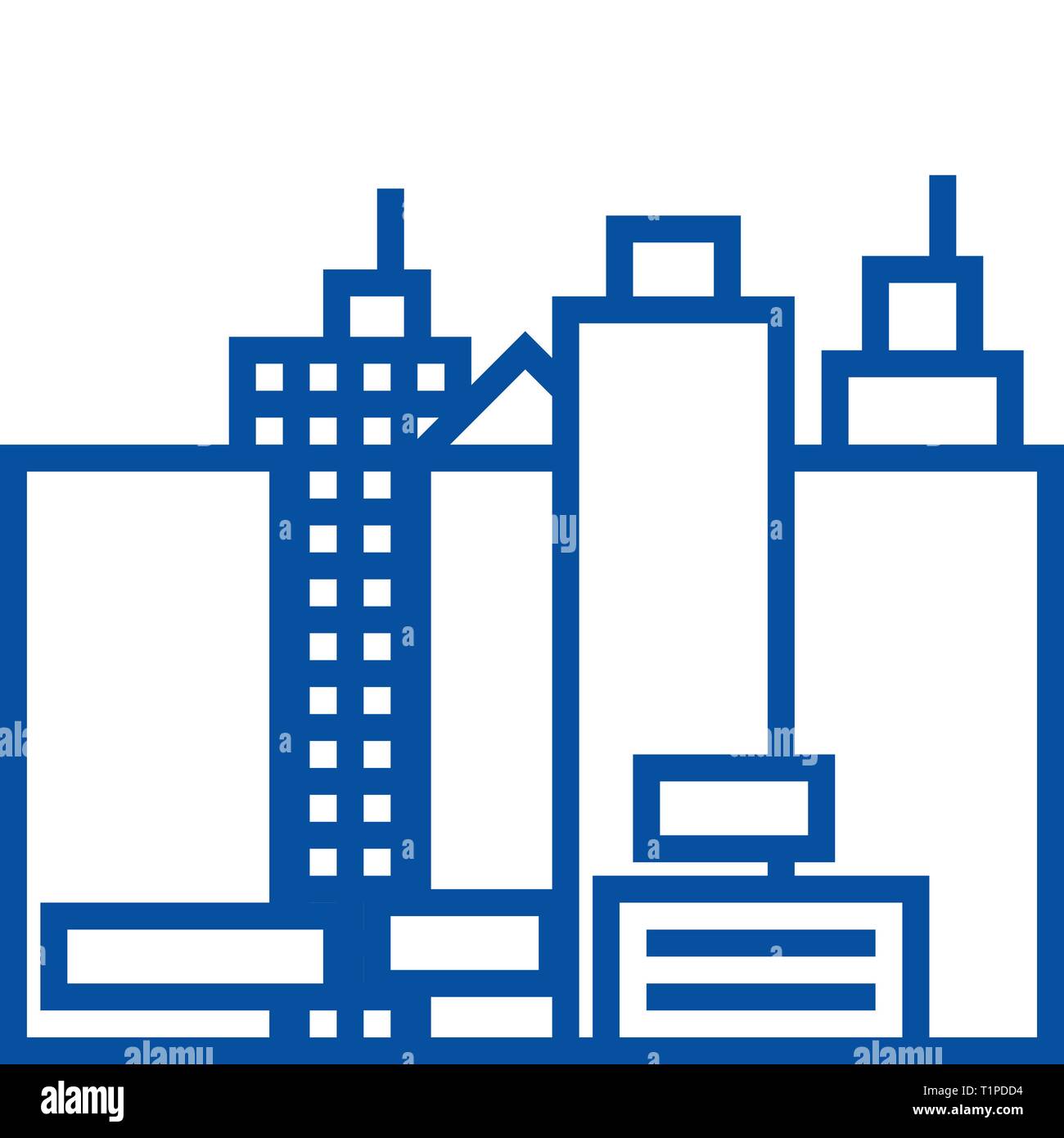 City,new town line icon concept. City,new town flat vector symbol, sign ...