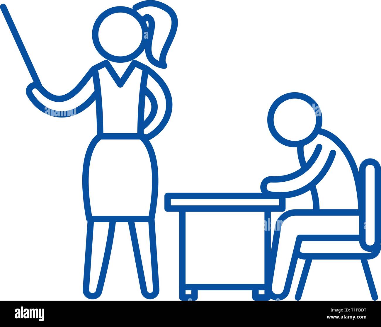 Classroom training line icon concept. Classroom training flat vector ...