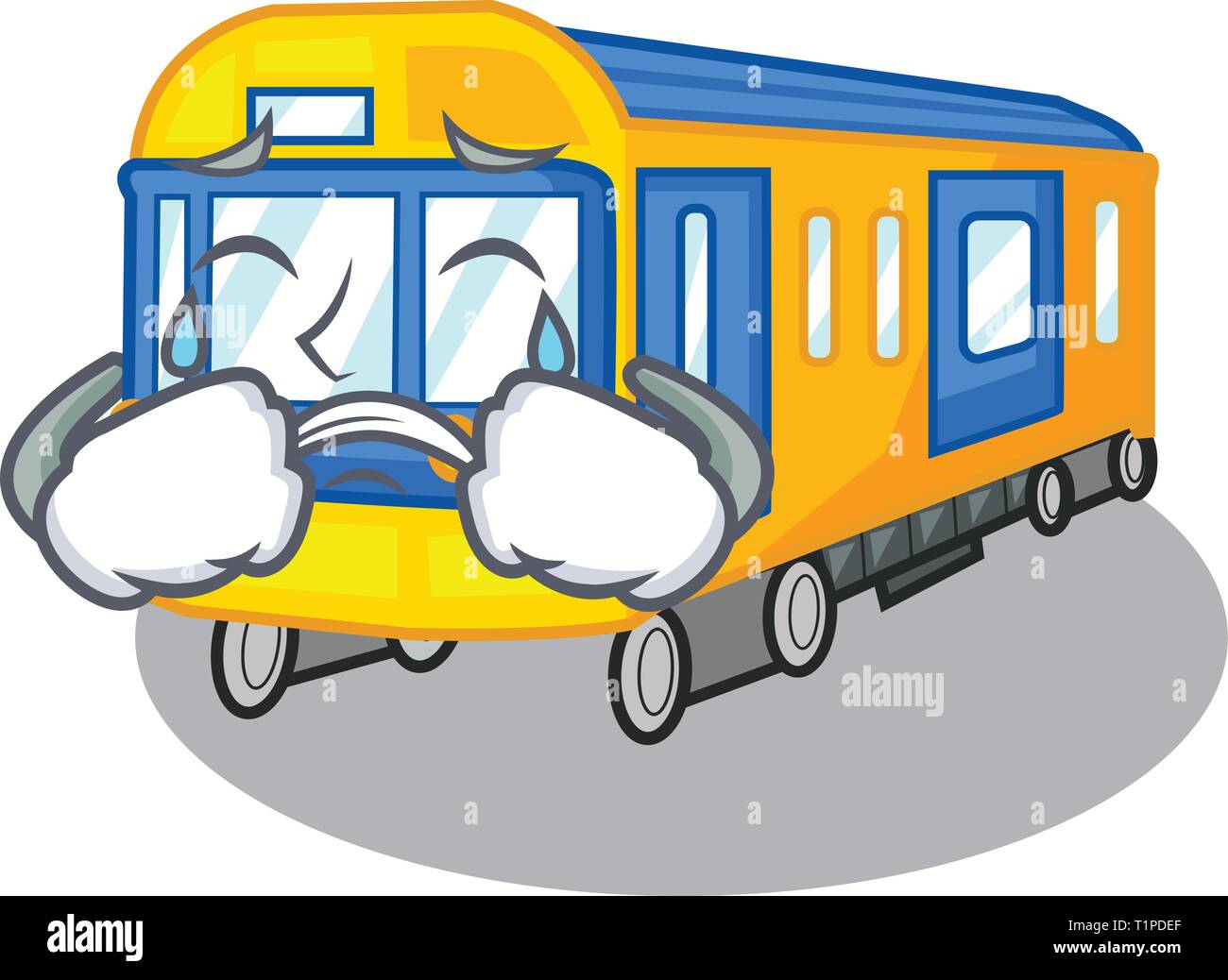 Crying subway train isolated in the cartoon vector illustration Stock ...