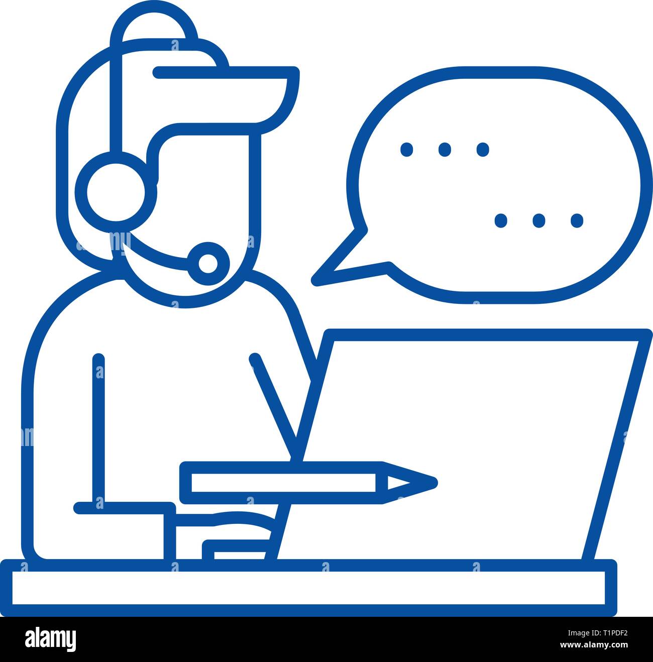 Client support line icon concept. Client support flat vector symbol ...