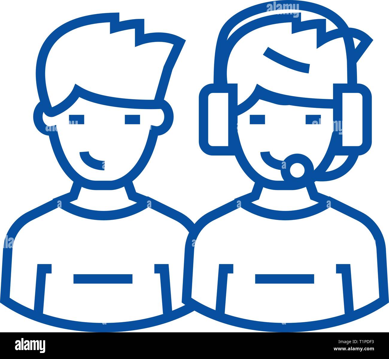 Client support team line icon concept. Client support team flat vector ...