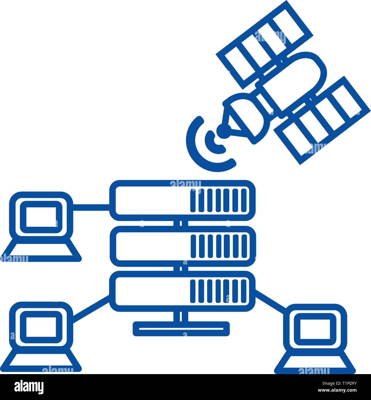 Cloud network line icon concept. Cloud network flat vector symbol, sign ...